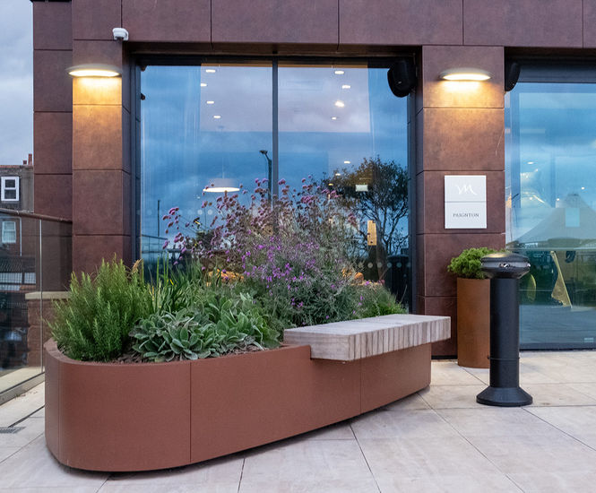 Planters, benches and cladding - Mercure Paignton Hotel, Devon | IOTA