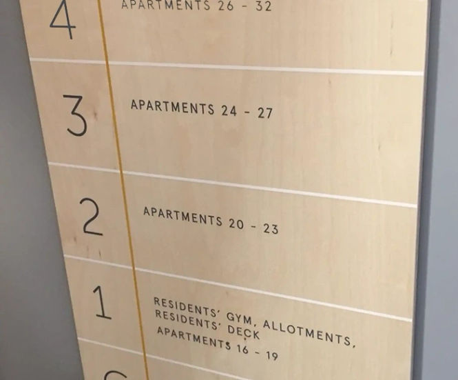 Internal wayfinding signage - Spring Wharf, Bath | isGroup