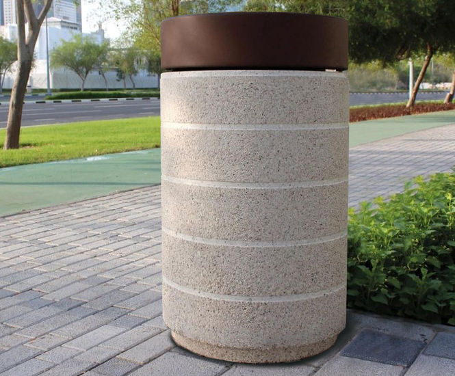 Rubino - 70-litre granite and steel outdoor litter bin for public ...