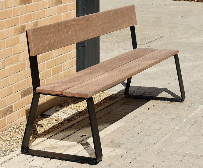 Caerphilly Seat - steel frame timber bench | Broxap