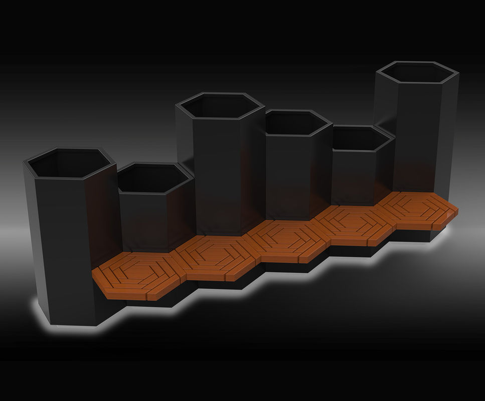 Images for Hex hexagonal riser planter with wooden bench seating