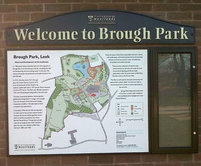 Park entrance sign with map and noticeboard - Brough Park | Shelley Signs