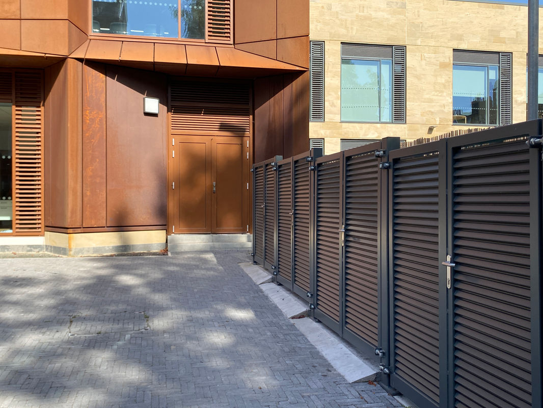 Waste / recycling bin stores and railings for primary school | Images