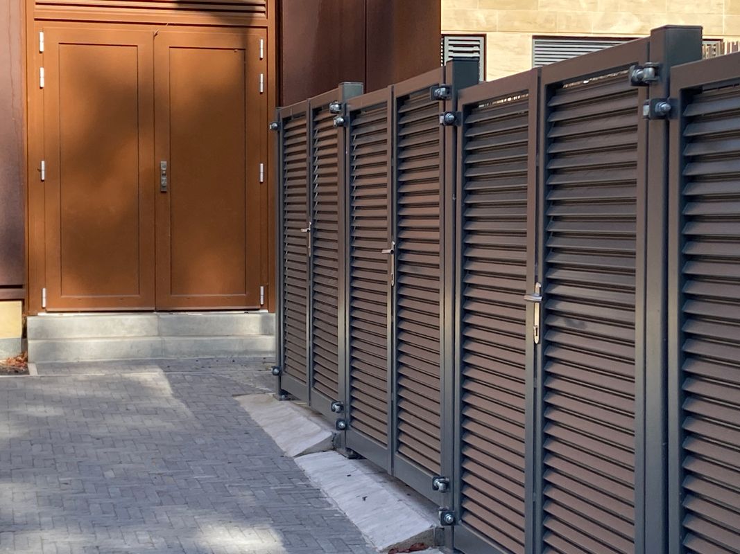 Waste / recycling bin stores and railings for primary school | Images