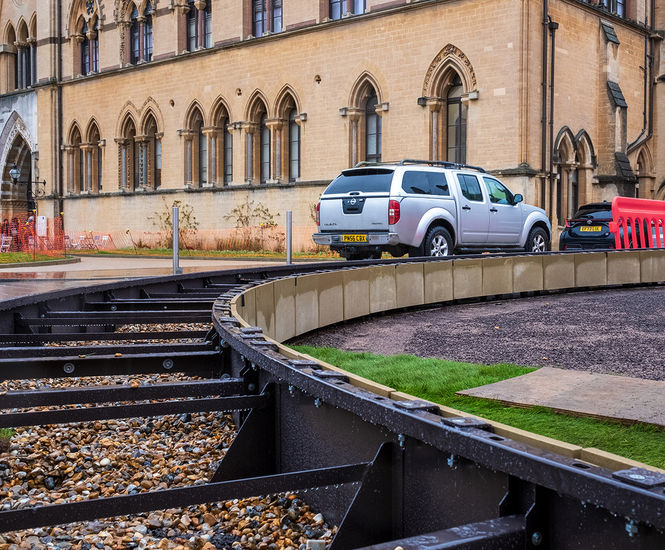 Bespoke stone-clad planter for Reuben College, Oxford University | IOTA