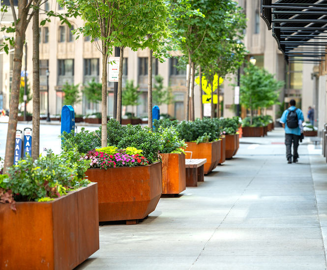Planters and bespoke seating help transform downtown Cleveland | Streetlife