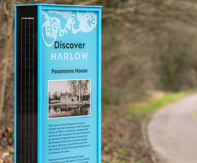 Heritage wayfinding trail monoliths for Harlow Council | Landmark