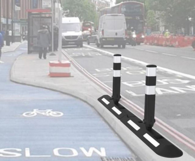 CLS - cycle and traffic lane separator with flexible bollards ...