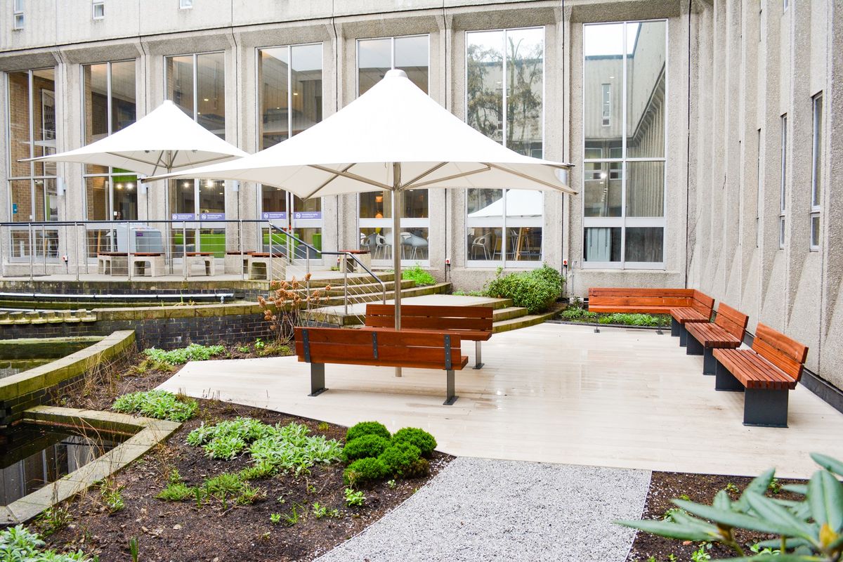 Bespoke outdoor courtyard furniture - University of Manchester | Images