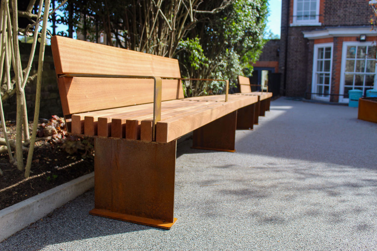Images for Bespoke corten planter bench for Channing Junior School