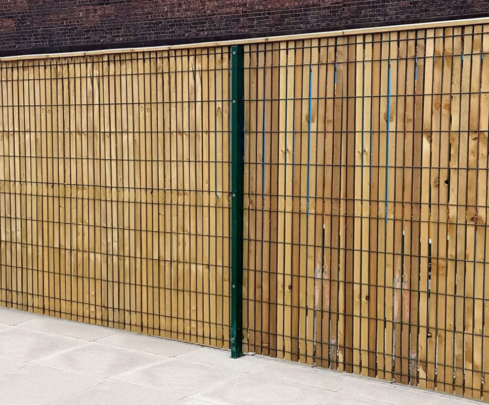 Exempla Timber - profiled rigid mesh fencing with timber infill | Images