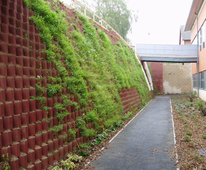 Earth retaining wall for Daventry Hospital development | Grass Concrete