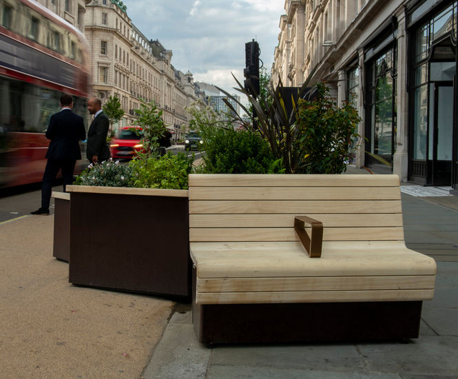 Bespoke benches to integrate with planters on Regent Street | Urban ...