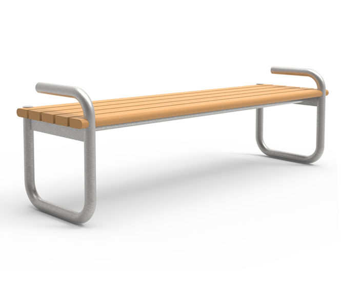 Tubular bench – 2 arm rests | Urban Street Furniture