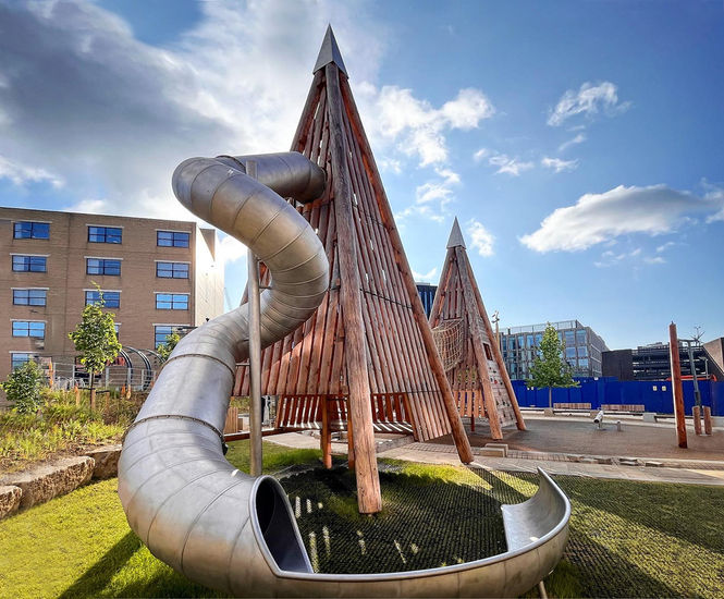 Play towers, sand and water play for city centre park - Sheffield ...