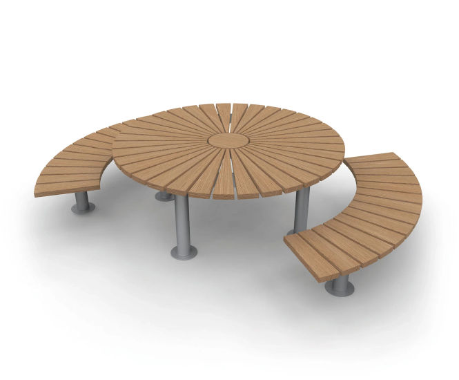 Halo Sunburst timber and metal picnic table and bench set | Woodscape