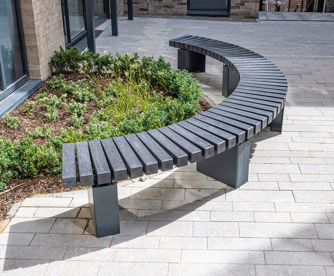 Langley recycled plastic and steel curved bench - LBN126 | Langley ...