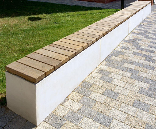 Pewsham timber-topped precast concrete bench - PBN417 | Langley Design ...