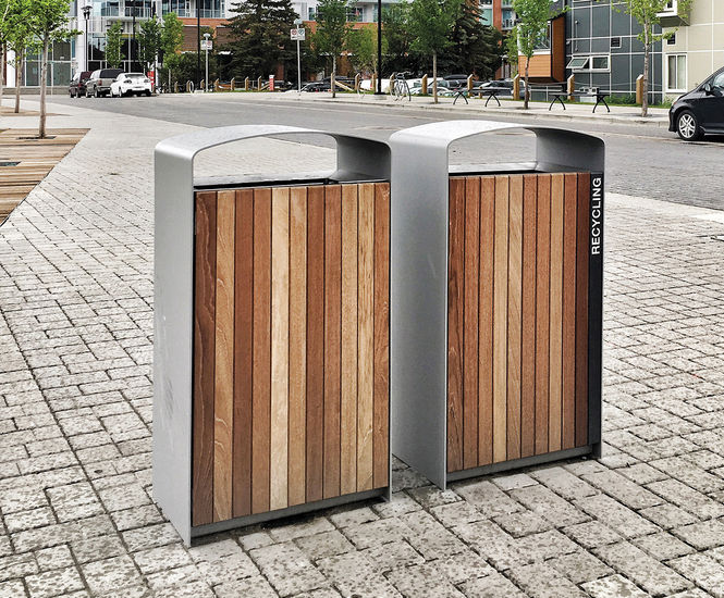 Prax Litter Bin - timber and steel outdoor bin | Environmental Street ...
