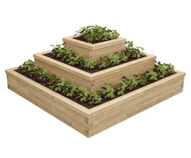 Pyramid layered wooden raised planter | WoodBlocX