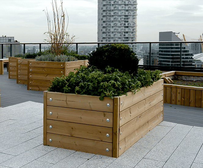 Timber roof terrace planters | Street Design