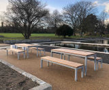 Parallel steel and iroko hardwood bench | Furnitubes