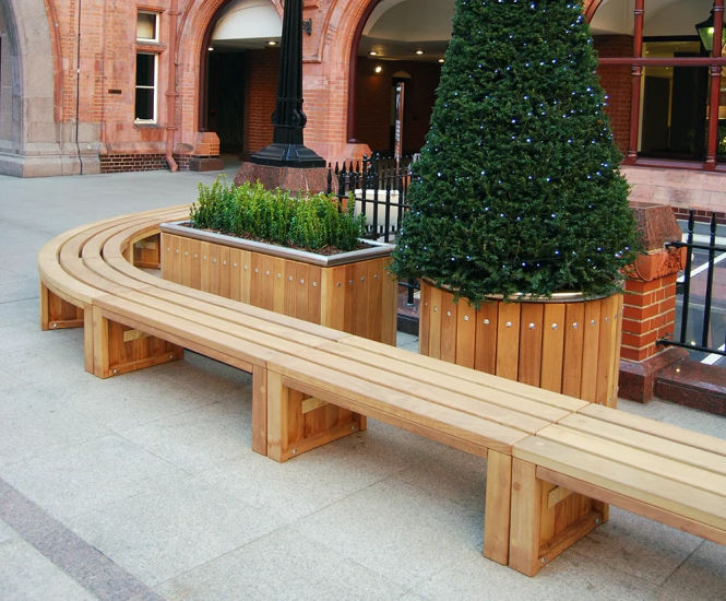 Rochford straight timber bench | Street Design