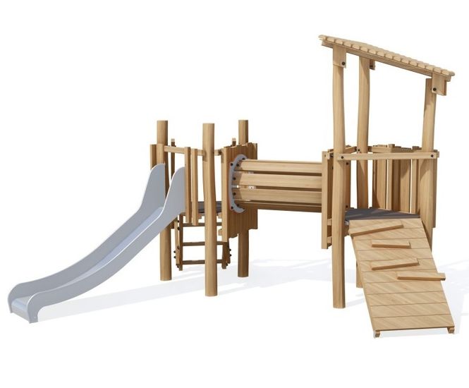 Multiplay Equipment J4933 - wooden climbing and slide play structure ...