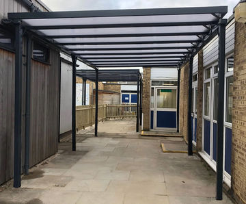 Steel roofed canopy shelters | EXTERNAL WORKS