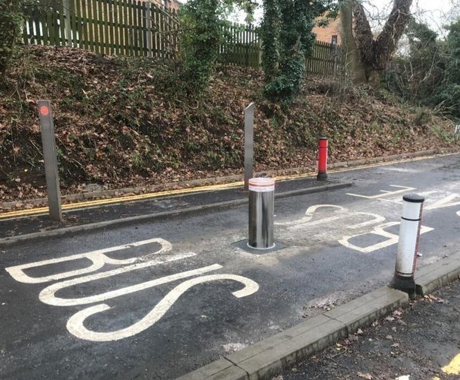 Automatic bollard for bus access road, Hertfordshire | Macs Automated ...