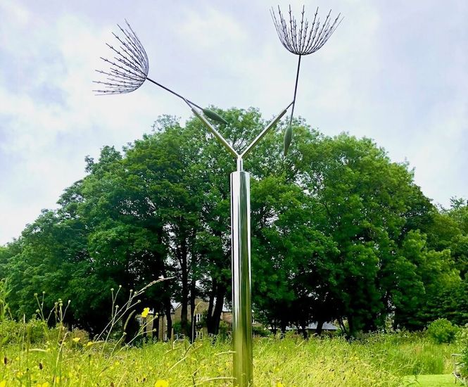 Dandelion Duo nature-themed stainless steel kinetic sculpture | David ...