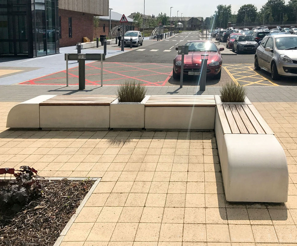 Aris concrete benches and planter system | Images