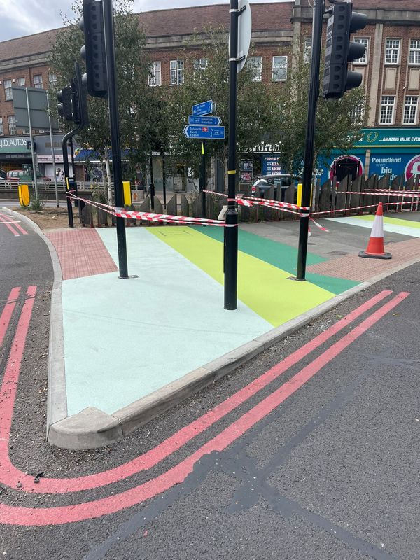 Coloured Surfacing for Road or Car Park Demarcation | Images