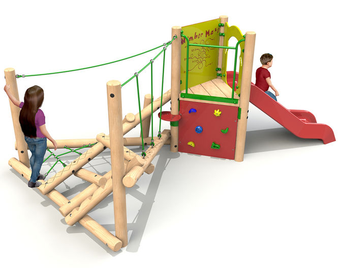 Clamber Stack Midi climbing frame with deck and slides | A E Evans
