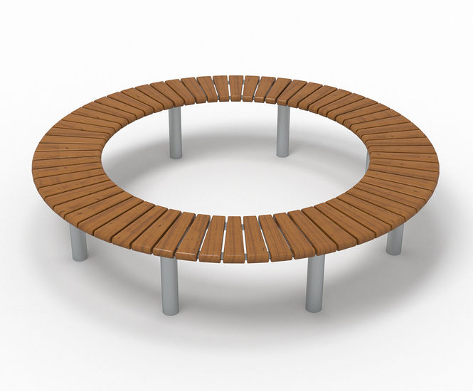 Sofiero 360° Curved Bench - bark brown wood park bench / tree seating ...
