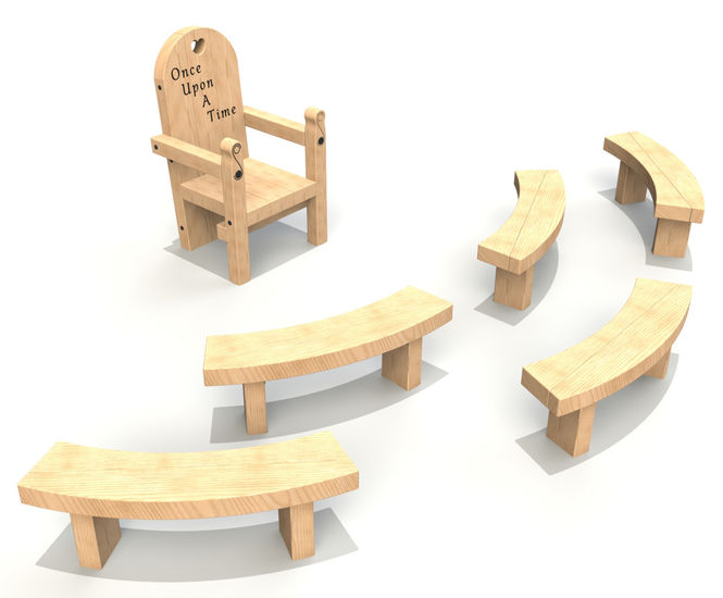 Timber seating for story-telling areas | A E Evans