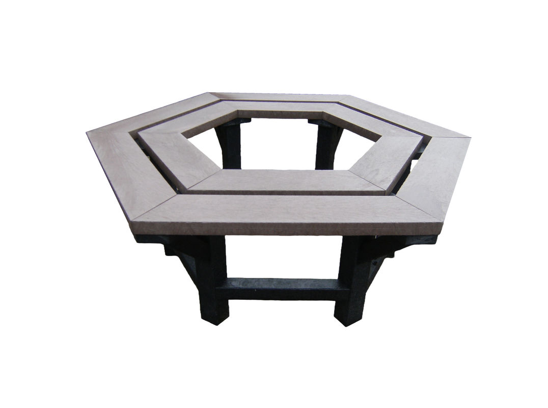 Recycled plastic hexagonal tree bench | Images