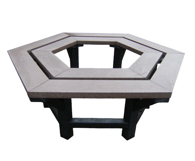 Recycled plastic hexagonal tree bench | Second Life Products Wales