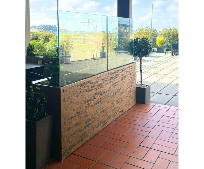 Bespoke troughs with integrated glass balustrades | Torc Pots