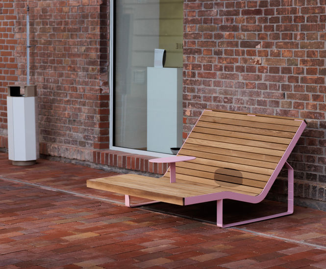 Egoe Fine Line I1-3481-10 - steel and wood double chaise longue | All Urban