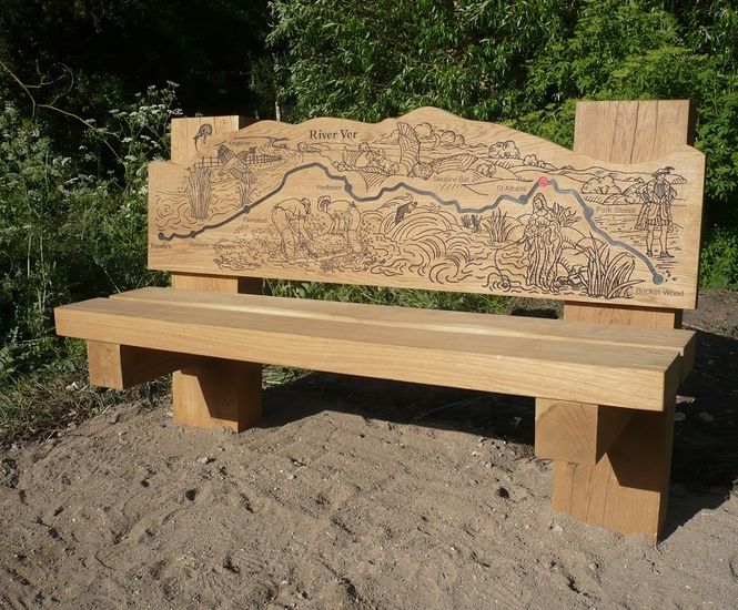 Bespoke oak benches with interpretation display | Fitzpatrick Woolmer