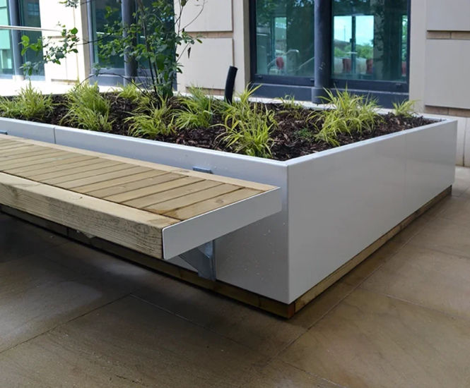 Sheldon timber and aluminium planter bench | Street Design