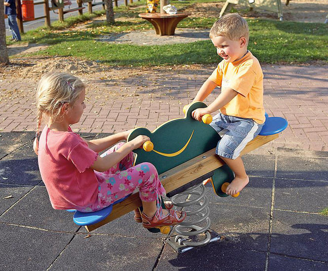 eibe double spring frog rocker - wood and steel playground seesaw for ...