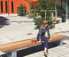 Solid Linear Benches - modular outdoor wood and steel seating for parks ...