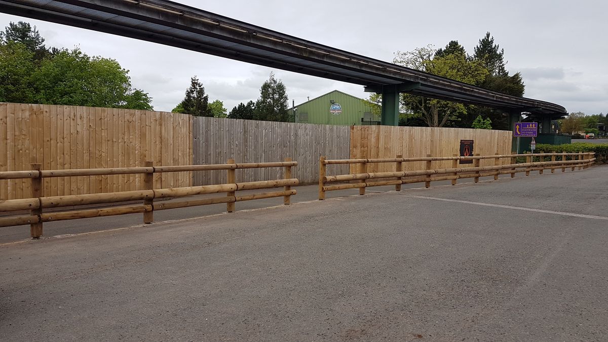 Crash-rated timber safety barrier – Alton Towers | Urban Fencing | ESI ...