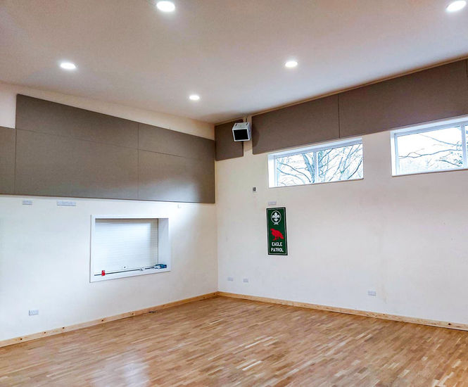 Acoustic wall panels reduce noise in scout group hall | TVS Acoustics