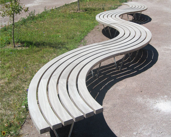 Images for Sinu curved hardwood / stainless steel external seating