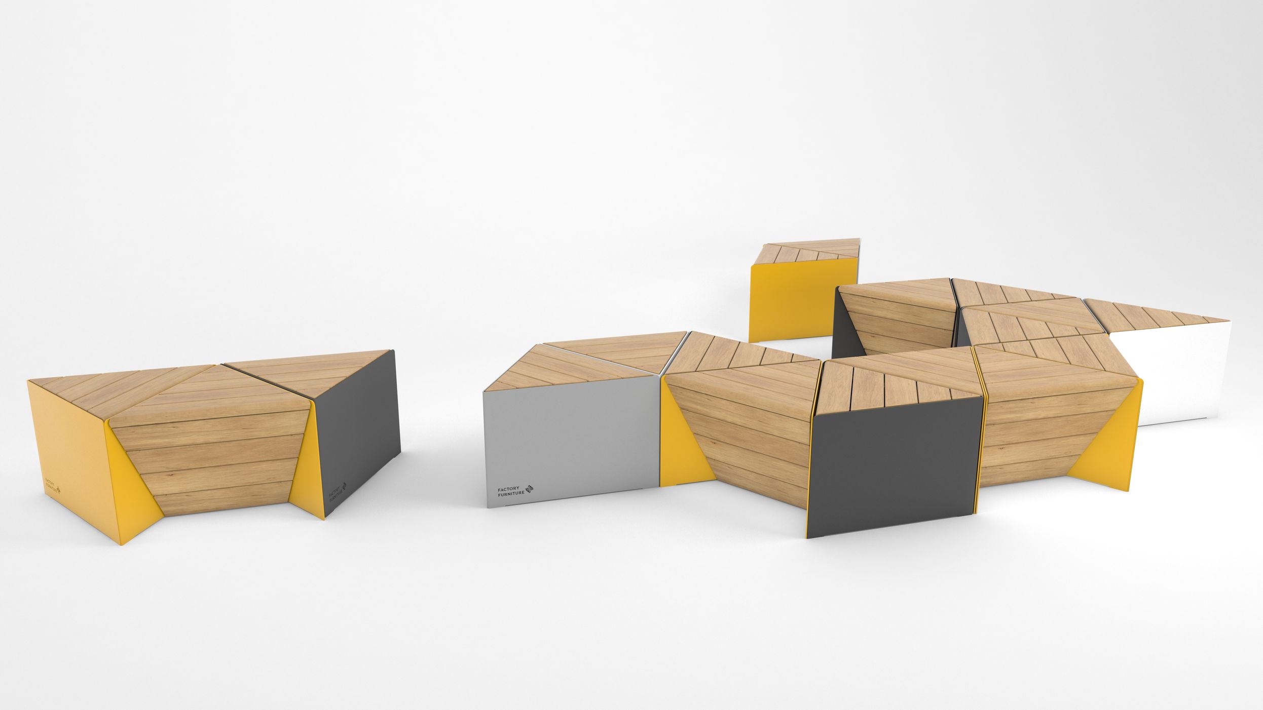 Sonobe outdoor seating modules | Factory Furniture | ESI External Works