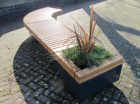 RailRoad planters with integrated seating | Furnitubes | ESI External Works