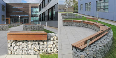 Gabion seat platforms for Begbroke Science Park, Oxford | Furnitubes ...